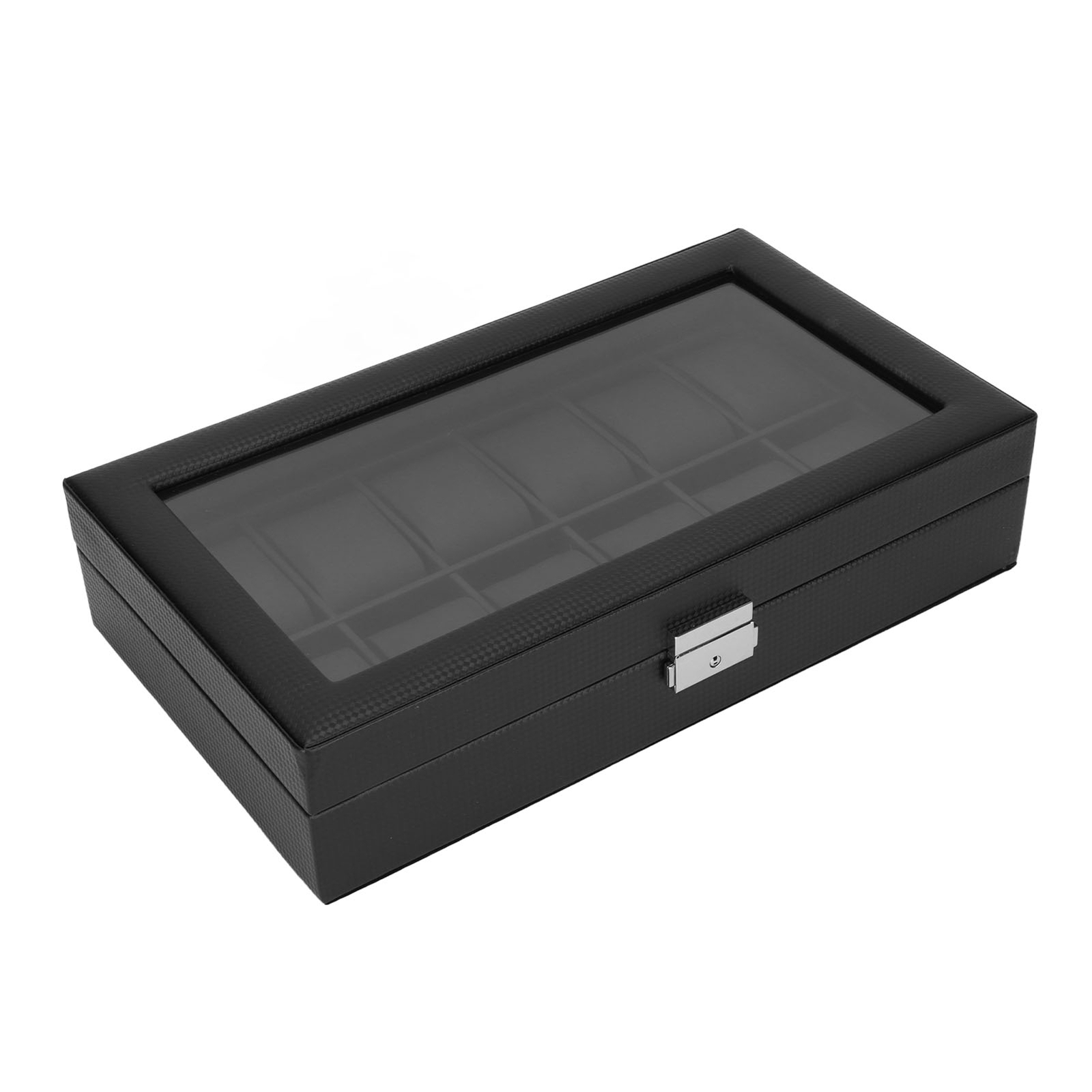 12 Grids 12 Slots Carbon Fiber Watch Display Box Jewelry Storage Case ...