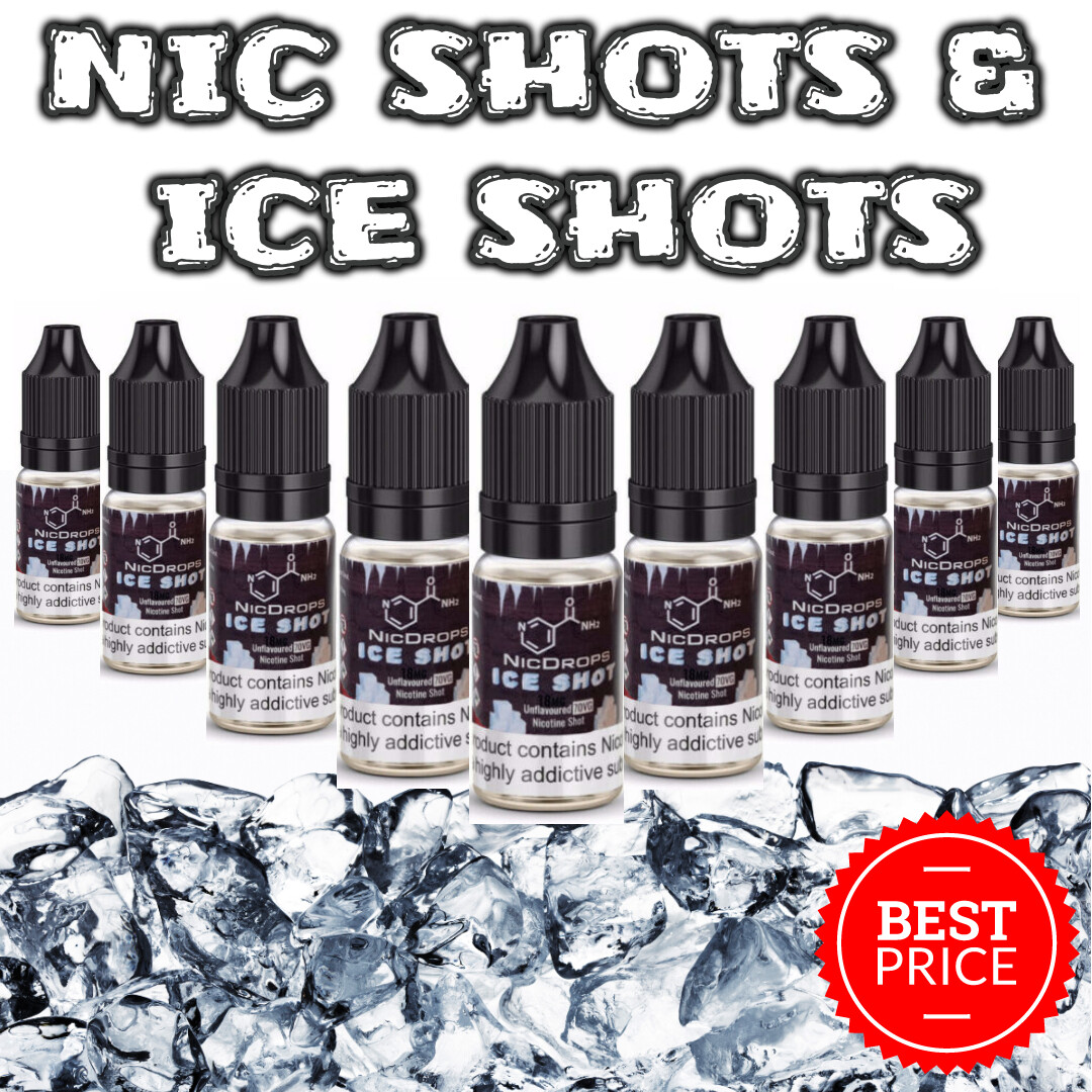 Nicotine Shots Nic ICE Shot Drops | 10ml 18mg | 70VG 100VG | E Liquid ...