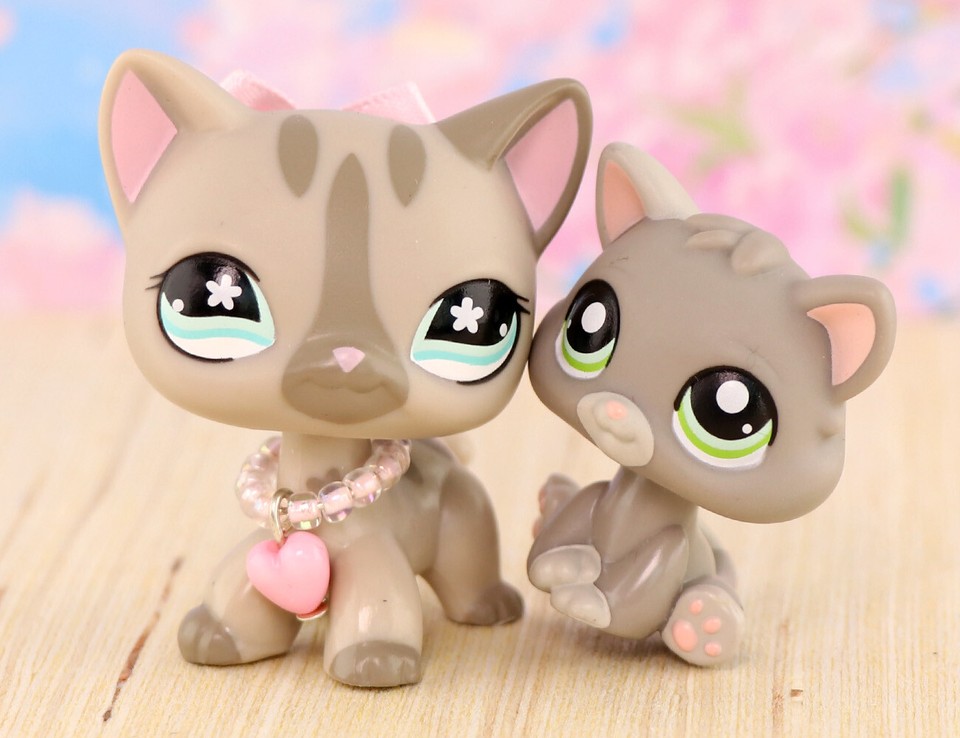 2PCS Pet Shop LPS Mom and Baby Set LPS Shorthair Cat 468 1607 Grey ...
