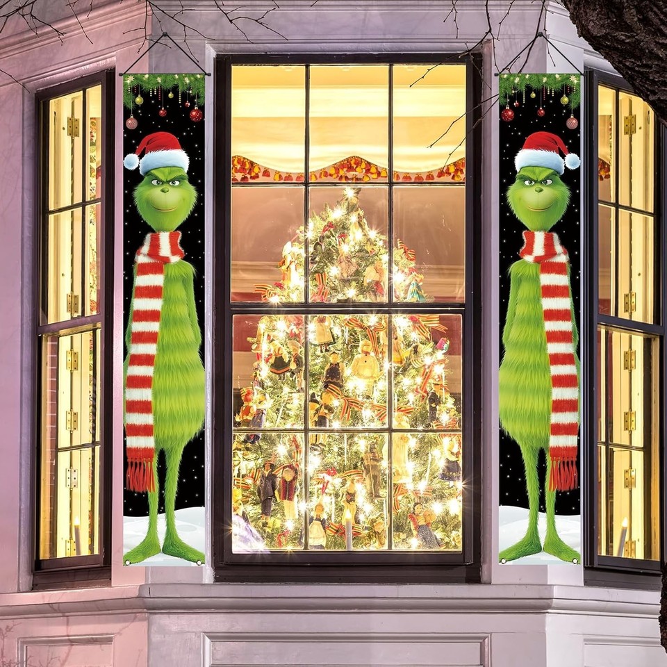 Grinch Christmas Decorations Grinch Door Banner Merry Grinchmas Xmas ...