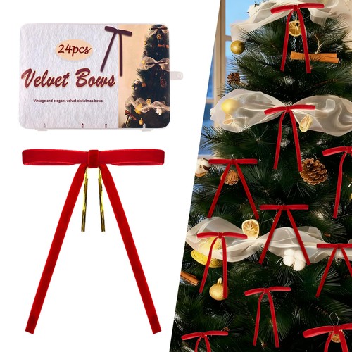 Red Velvet Bows for Christmas Tree 24 Size: 5x7 inches, Width: 3/8 inch ...