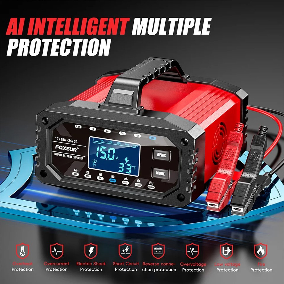 Car Battery Charger 12V 25A/24V 15A Automatic Motorcycle Battery ...