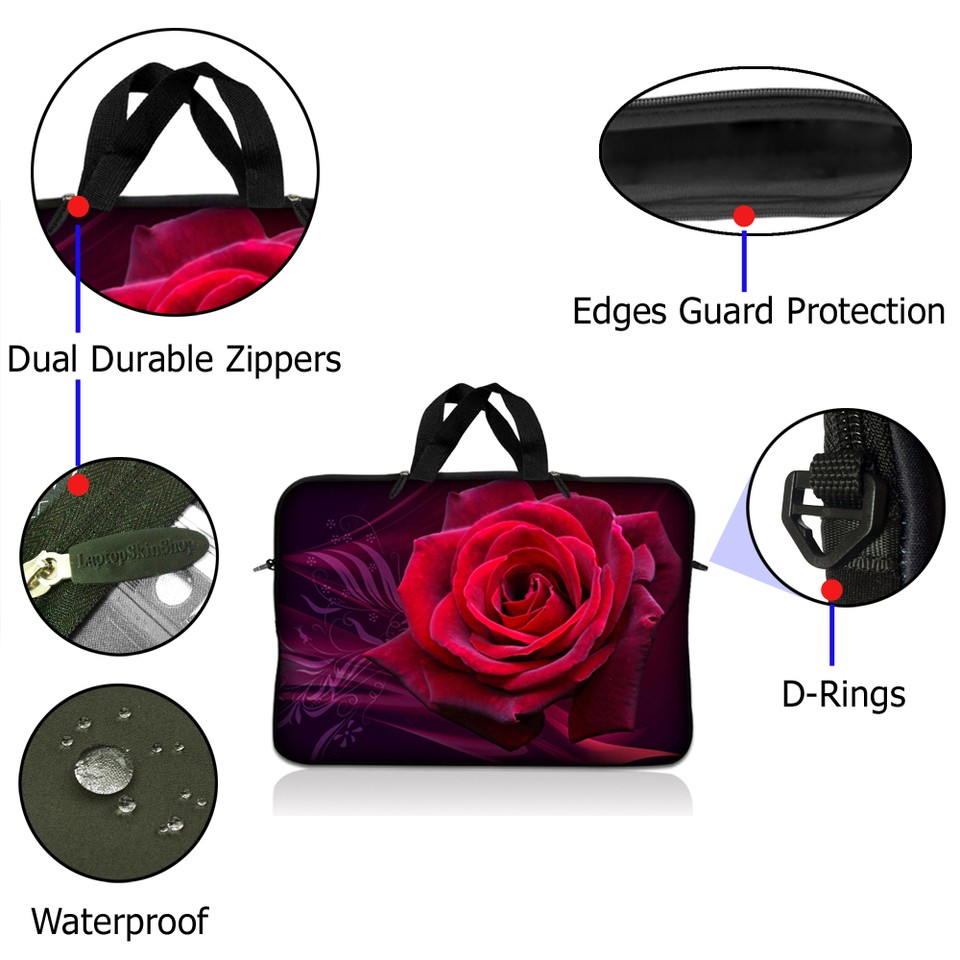 15" 15.6" Laptop Notebook Sleeve Bag Case w Handle Red Rose 15-SD16 | eBay