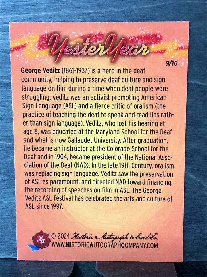 2024 Historic Autographs YesterYear George Veditz 9/10 NEGATIVE | eBay