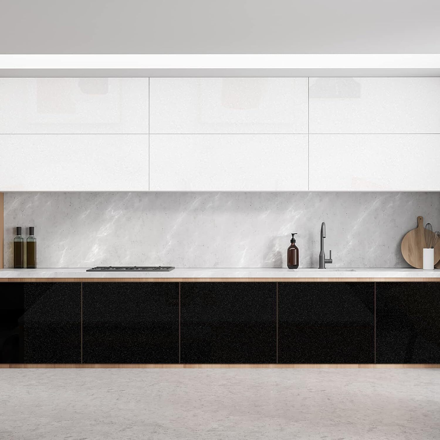 White Gloss Sign Vinyl Kitchen Cupboard Worktop Covering Wrap Stickers ...