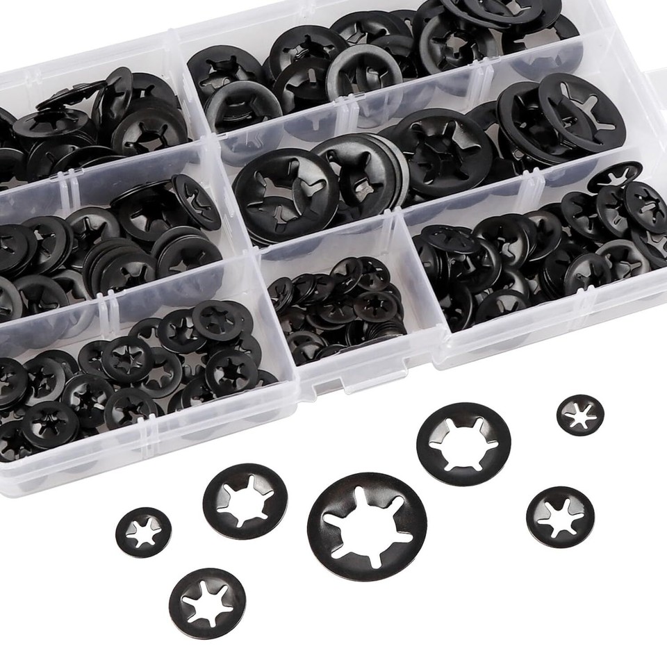 340pcs Internal Tooth Star Lock Spring Quick Washer Push On Speed Nut ...