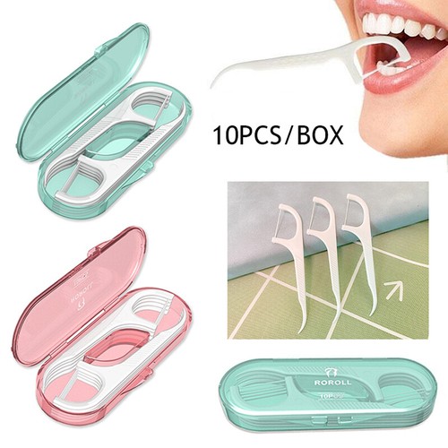Plackers Micro Mint Dental Floss Picks with Travel Case 10 Count Color ...