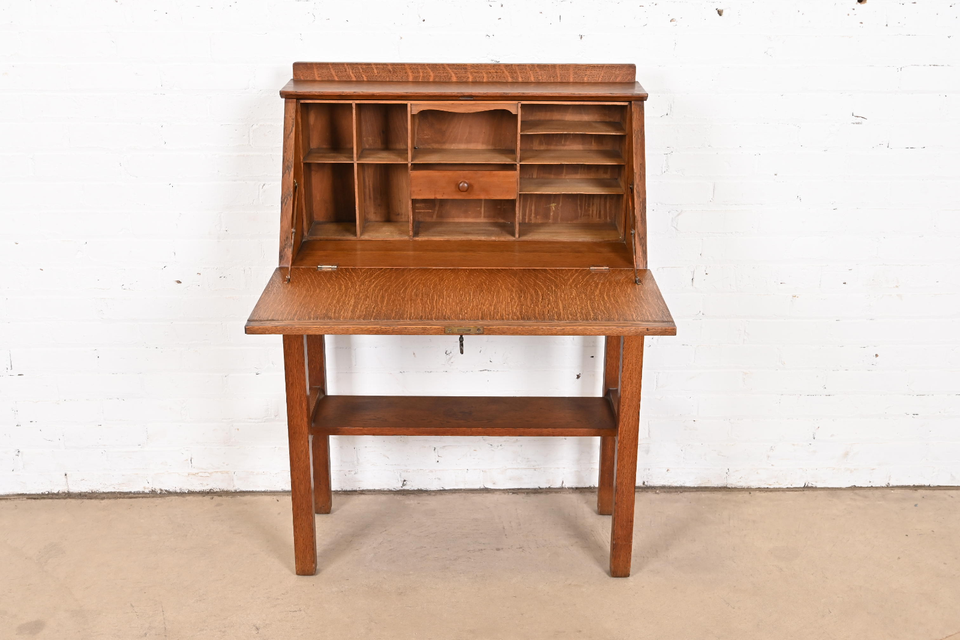 Gustav Stickley Antique Mission Oak Arts & Crafts Drop Front Secretary ...