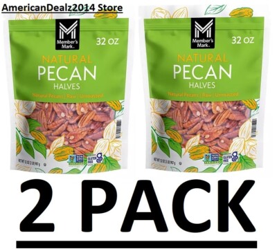 2 PACK - Member's Mark Natural Pecan Halves 2 lbs (Total 4 lbs) FRESH ...