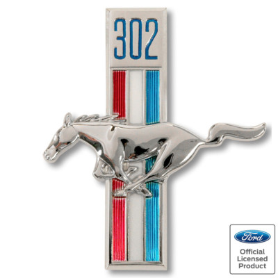 1968 Mustang Fender Emblem "302" w/Running Horse Left Driver Side Dii ...