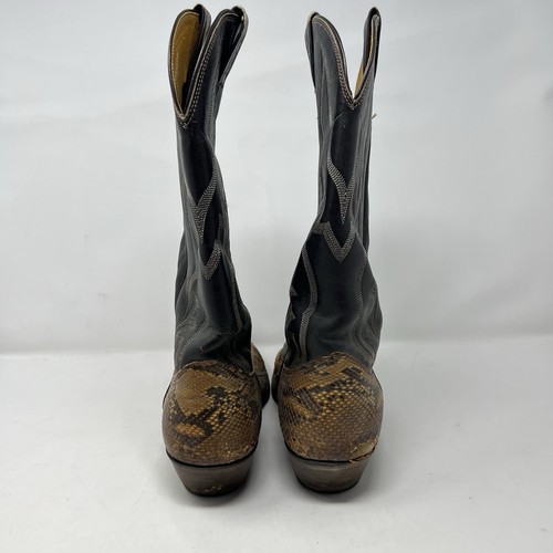CLASSIC NOCONA MADE IN USA Black LEATHER SNAKE SKIN WESTERN COWBOY ...