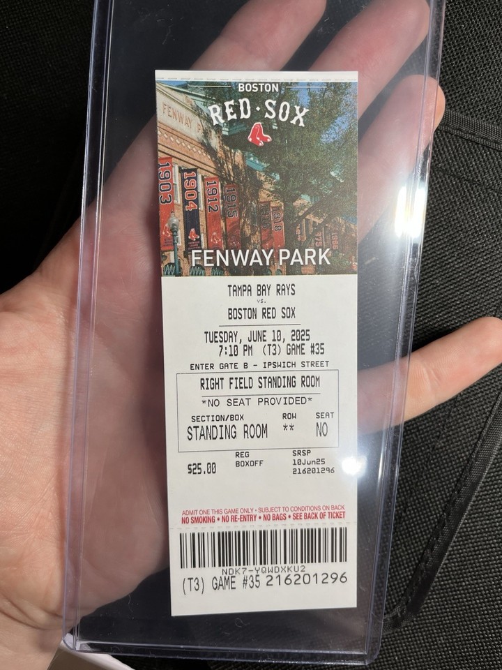 Roman Anthony 1st HIT Ticket Stub First hit June 10, 2025 Red Sox 6/10 ...
