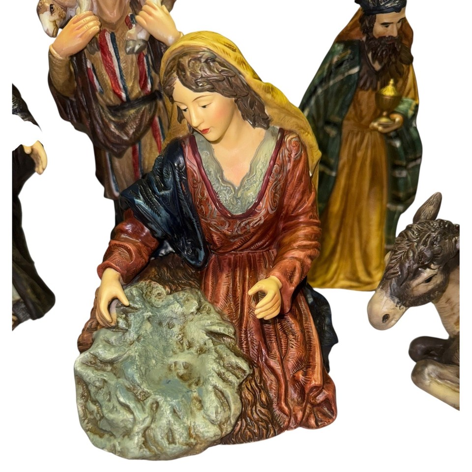 Nativity Scene Set 7 Figures Shepherd Camel Donkey Wise Men Christmas ...