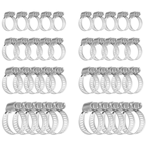 40 Pack Stainless Steel Hose Clamps Assortment Kit 1/4"-2"(6mm-52mm ...