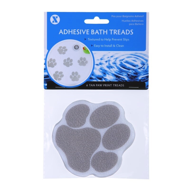 Adhesive Paw Print Bath Treads (6 Per Pack) in Tan by SlipX Solutions ...