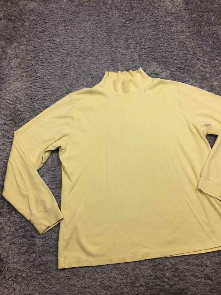 LL Bean Mock Neck Shirt Womens Size XL Yellow Long Sleeve 0 ND15 | eBay