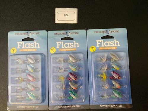 BLUE FOX Size 1 Flash Spinner Kit 1/8 Deep Runner- Cover the water ...