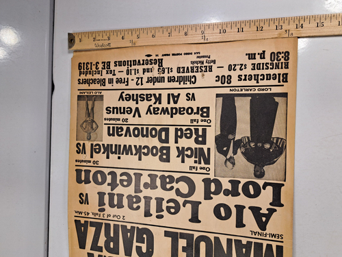 Vintage Wrestling Poster 1950's: Count Billy Varga Vs. Manuel Garza ...