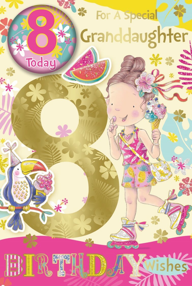 Happy 8th Birthday Girl Card Verjaardagskaart Met Geluid – Eenhoorn