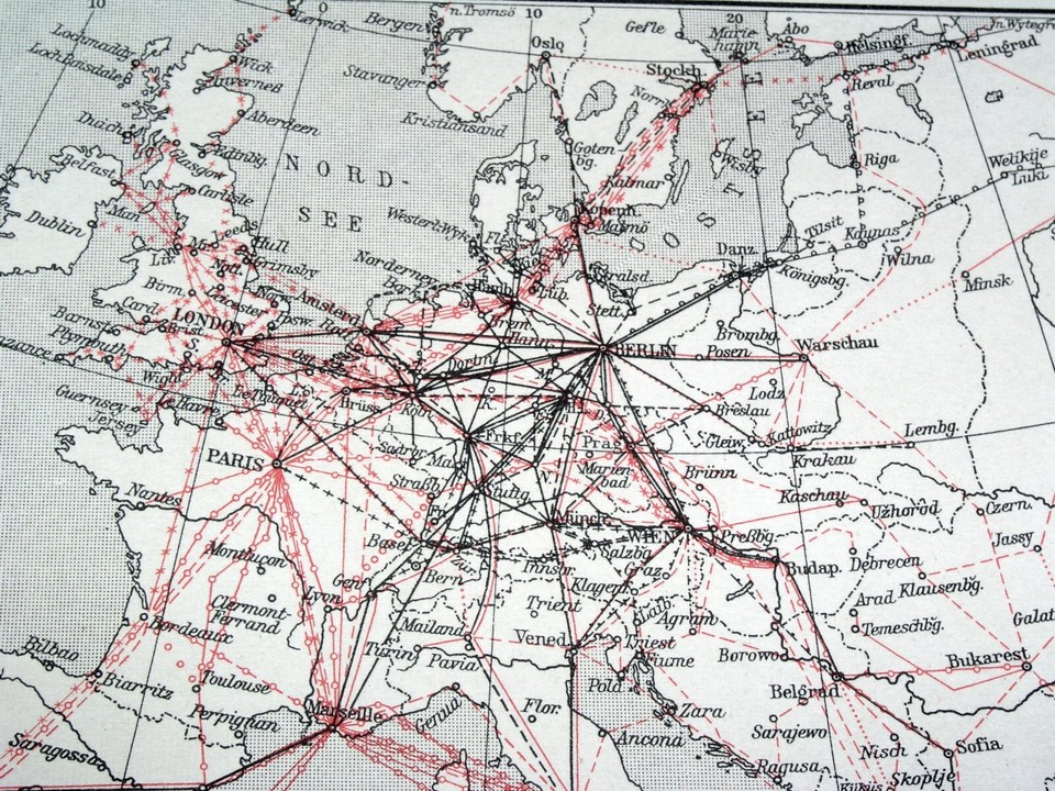 1937 VINTAGE LIGUISTIC MAP OF EUROPE LANGUAGES GERMANY POLAND VOLGA ...