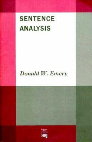 Sentence Analysis by Emery, Donald W 9780030107702 | eBay