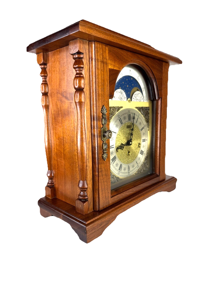 Vintage Emperor Moon Phase Walnut Mantel Clock | eBay