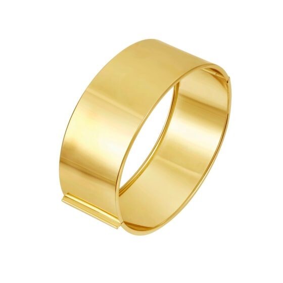 14K Solid Gold Wide Bangle – High Polish Cuff Bangle , Bold Statement ...