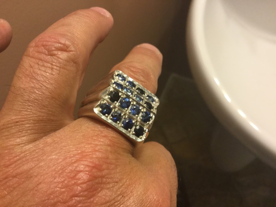 ROOM 101 MATT BOOTH STERLING SILVER.925 RING W/ 16 GENUINE BLUE ...