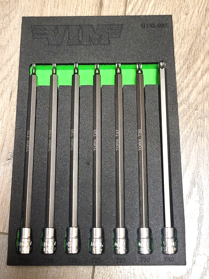 VIM 1/4" dr 7pc 6" Extra Long Ball Torx Bit Driver Socket Set T10-T40 # ...