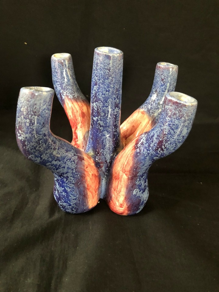 Antique / Vintage ceramic Tulip vase in beautiful colors . Marked ...