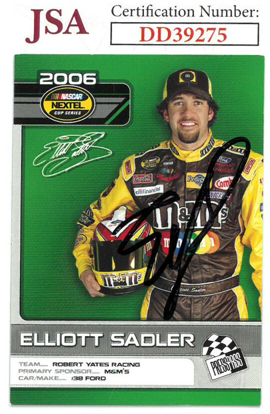 Elliott Sadler signed NASCAR 2006 Press Pass Card #D17/25- JSA Holo # ...
