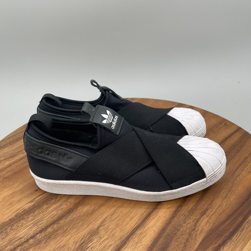 Adidas Superstar Shoes Womens 7 Black Clamshell Toe Slip On Casual ...