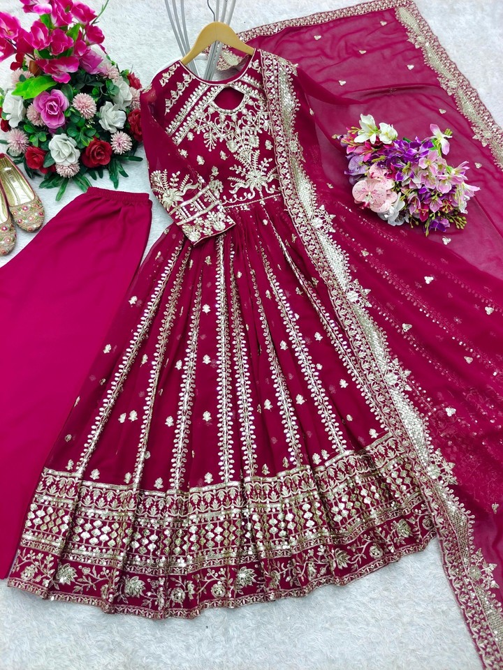Anarkali Gown Pakistani Salwar Kameez Ready To Wear Suit Wedding Party ...
