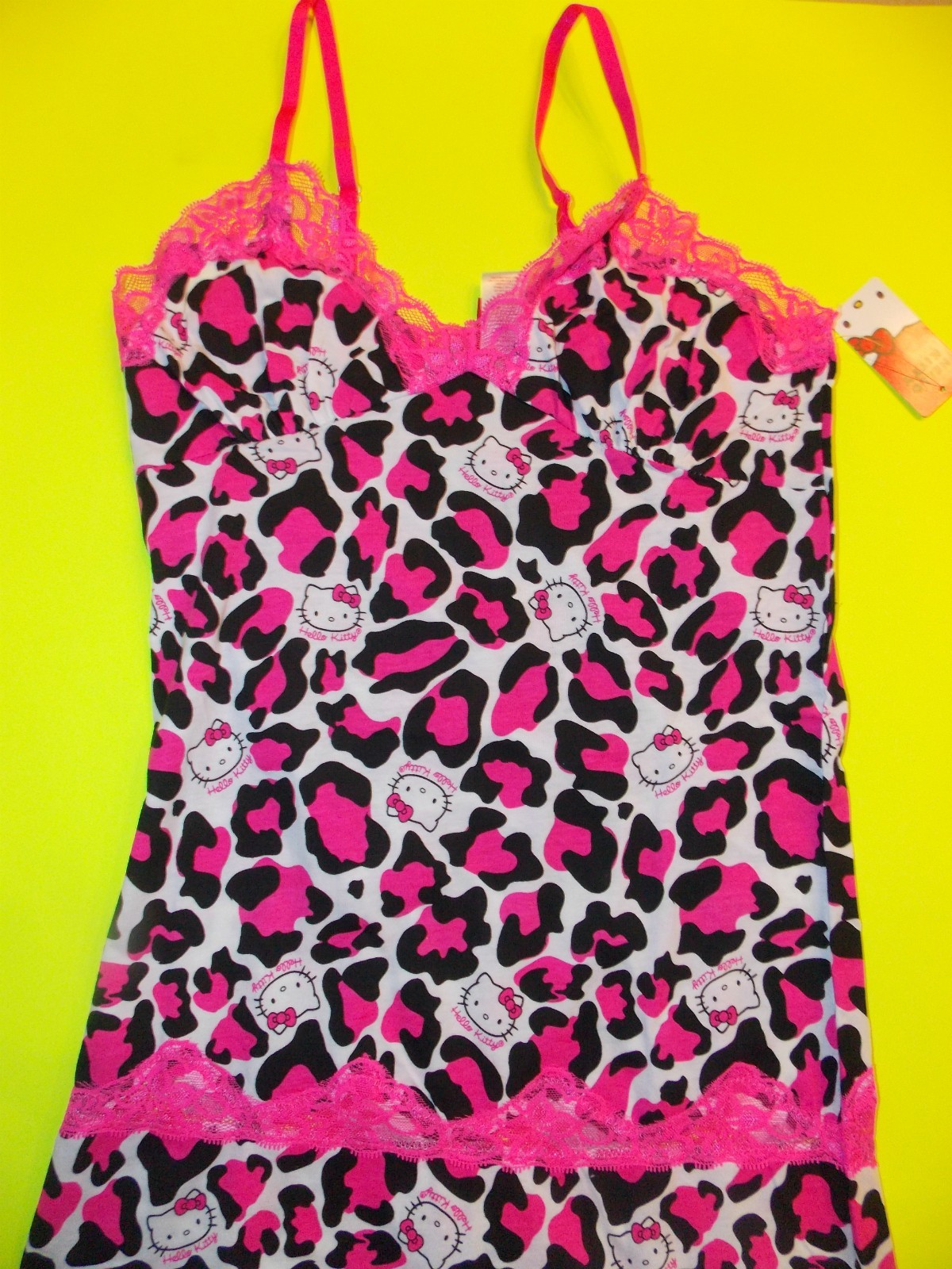 NWT Sanrio Hello Kitty "WILD Kitty" Lace trim Cotton Chemise S,M,L,XL 2 ...