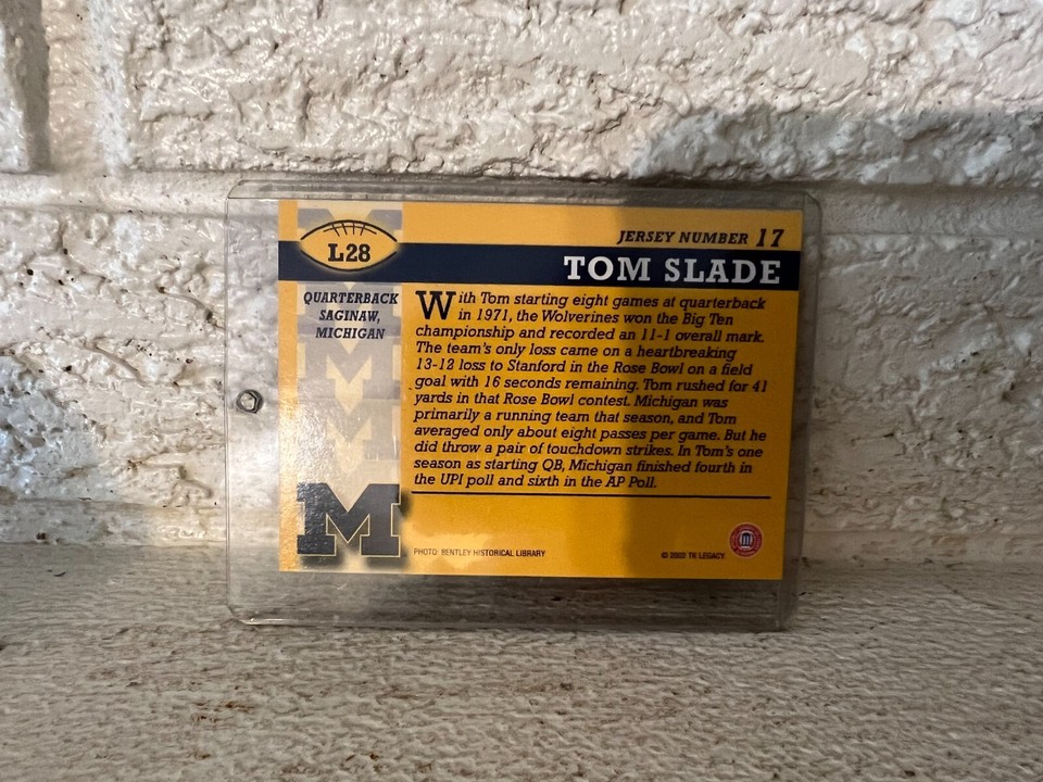 2002 TK Legacy Tom Slade Michigan Wolverines Football Card Mint | eBay