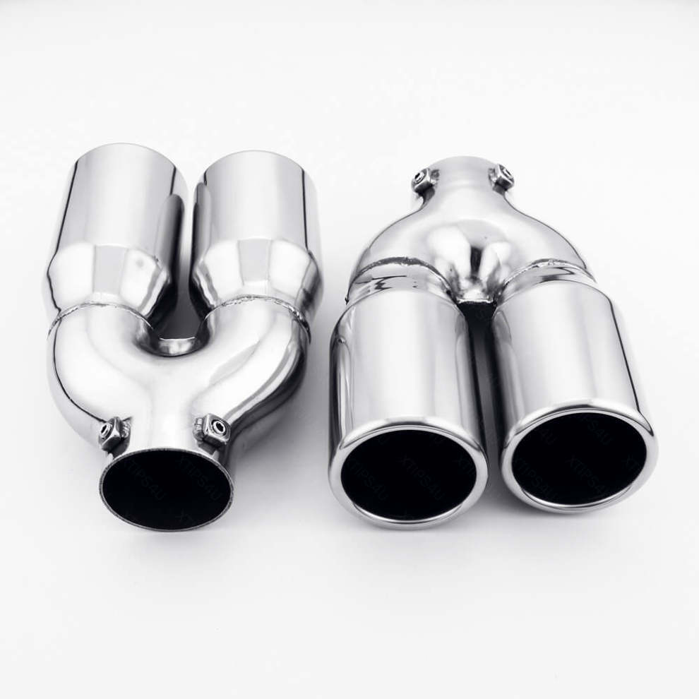 Pair Dual Exhaust Tips 3 inch Outlet Polished Stainless Steel Round ...
