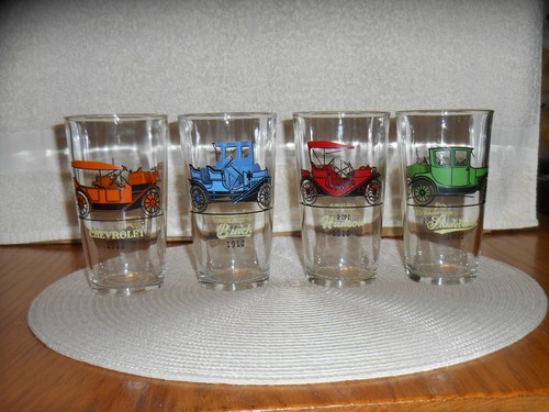 Vintage Hazel Atlas Set of 4 Antique Car Design Barware Drinking Glasses | eBay