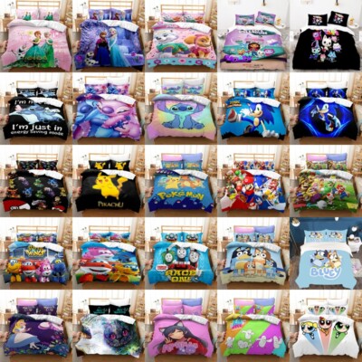 3D Printed Cartoon Doona Duvet Cover Bedding Set Single Double Queen | eBay