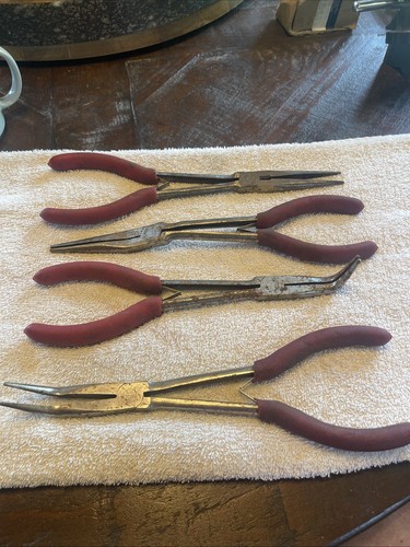 Steelman 4 Pc RED GRIP HANDLE LONG REACH GRIPPER NEEDLE NOSE ANGLED ...