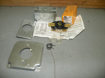 Hubbell HBL2310 Twist Lock Receptacle 20A 12 V 2P & Steel City Box ...