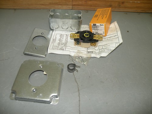Hubbell HBL2310 Twist Lock Receptacle 20A 12 V 2P & Steel City Box ...