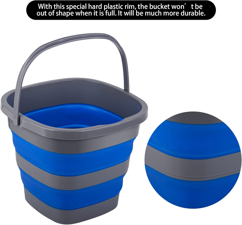 2 Pack Collapsible Plastic Buckets 5L Foldable Rectangular Water Pail ...