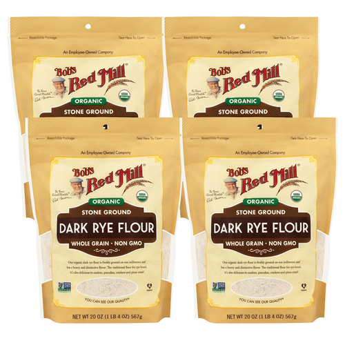 Organic Dark Rye Flour, 20Oz (Pack of 4) - Non GMO, Whole Grain, Vegan ...