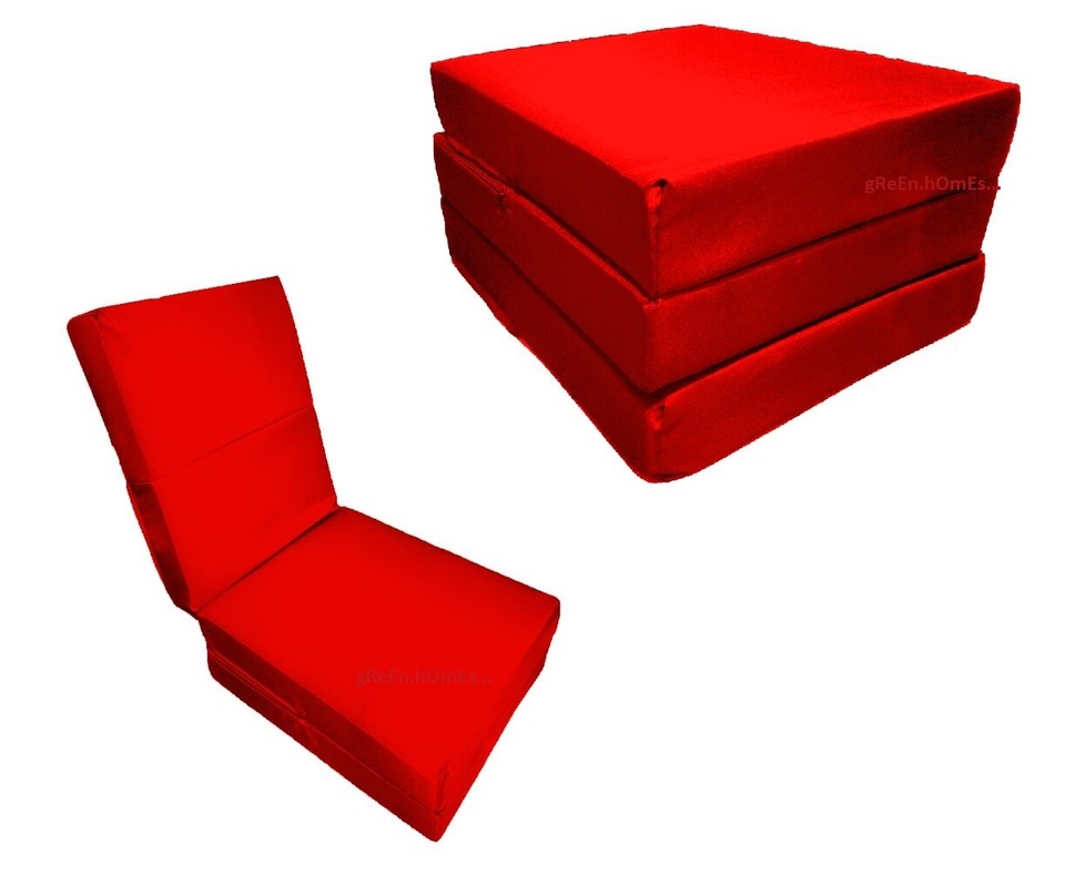 Fold Out CUBE Futon Single Guest Z - Chair Bed Folding Mattress Sofa ...