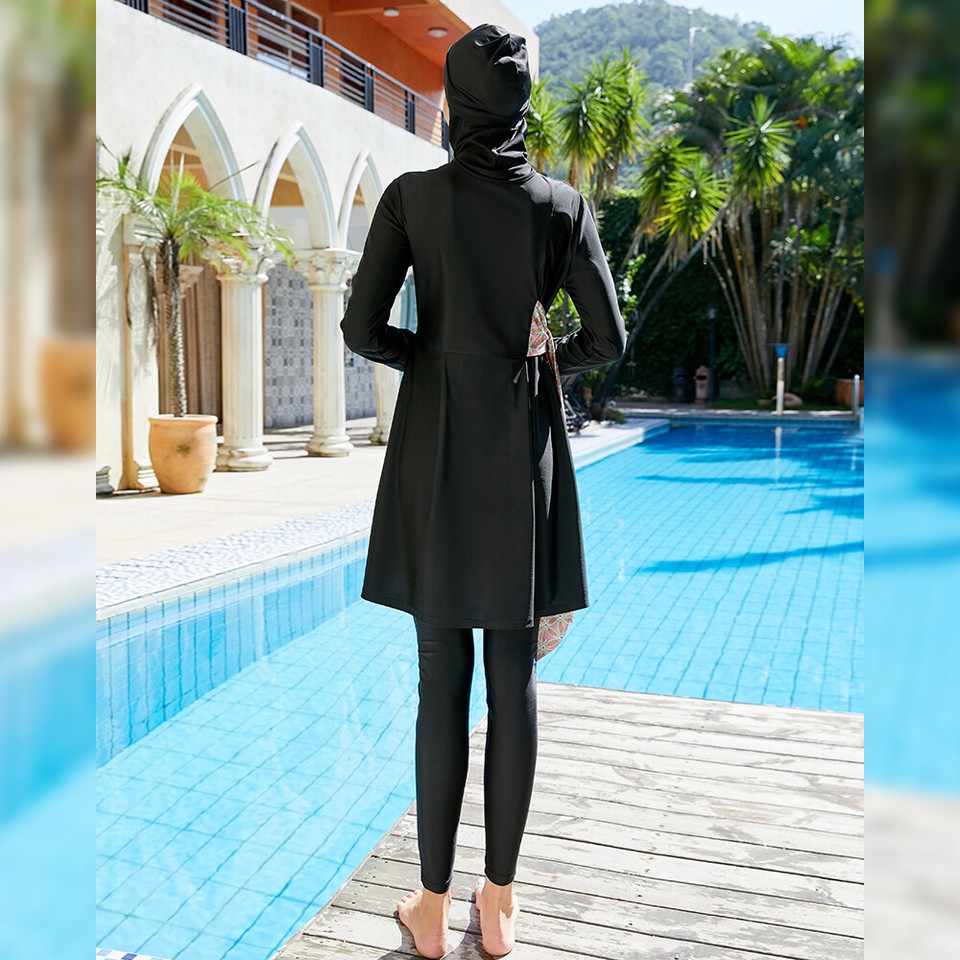 3pcs Full Cover Women Muslim Swimsuit Set Burkini Modest Swimwear ...