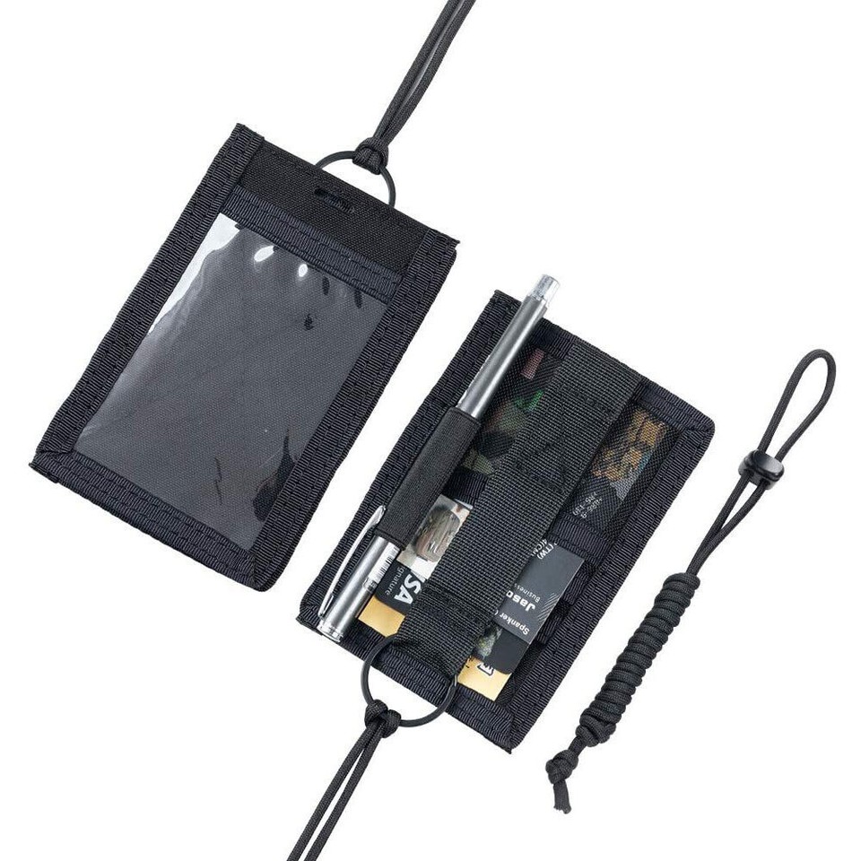 Tactical ID Card Credit Organizer Hook Loop Patch Badge Holder With ...