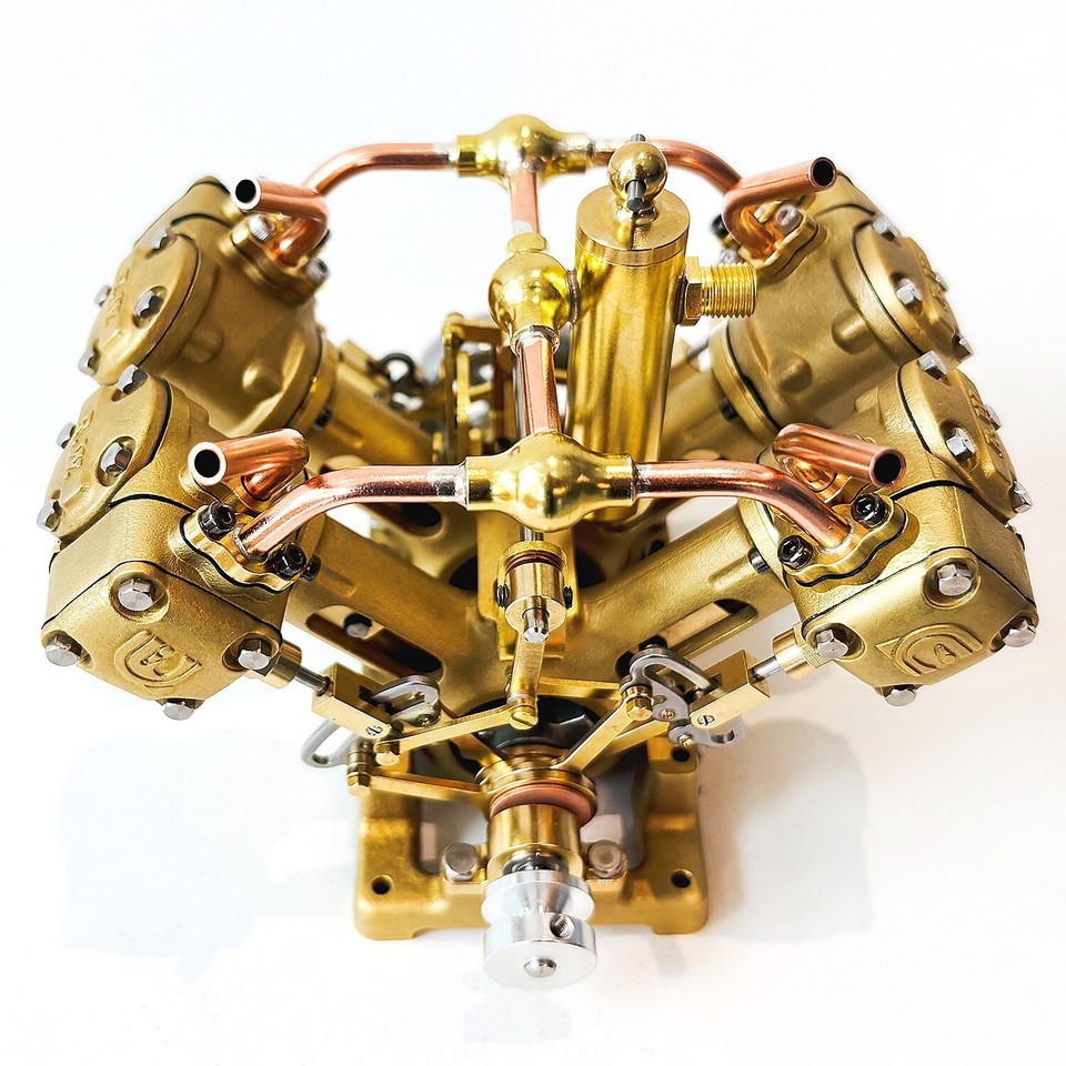 V4 Brass Steam Engine CNC 0.05HP 2800RPM - High-Torque RC Boat ...