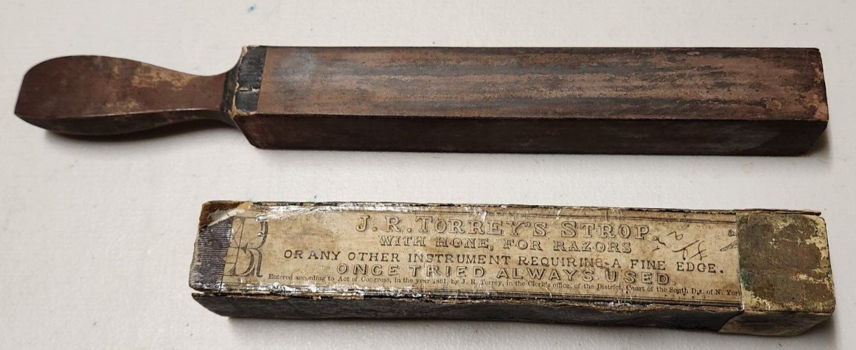 ANTIQUE J.R. TORREY SUPERIOR HONE & RAZOR STROP W/ BOX WORCESTER MASS ...