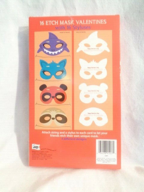 New 16 Etch Mask Wacky Animal Valentines Masks, Strings, And Styluses ...