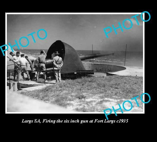 OLD 8x6 HISTORIC PHOTO OF LARGS BAY S.A FIRING AT FORT LARGS c1935 | eBay
